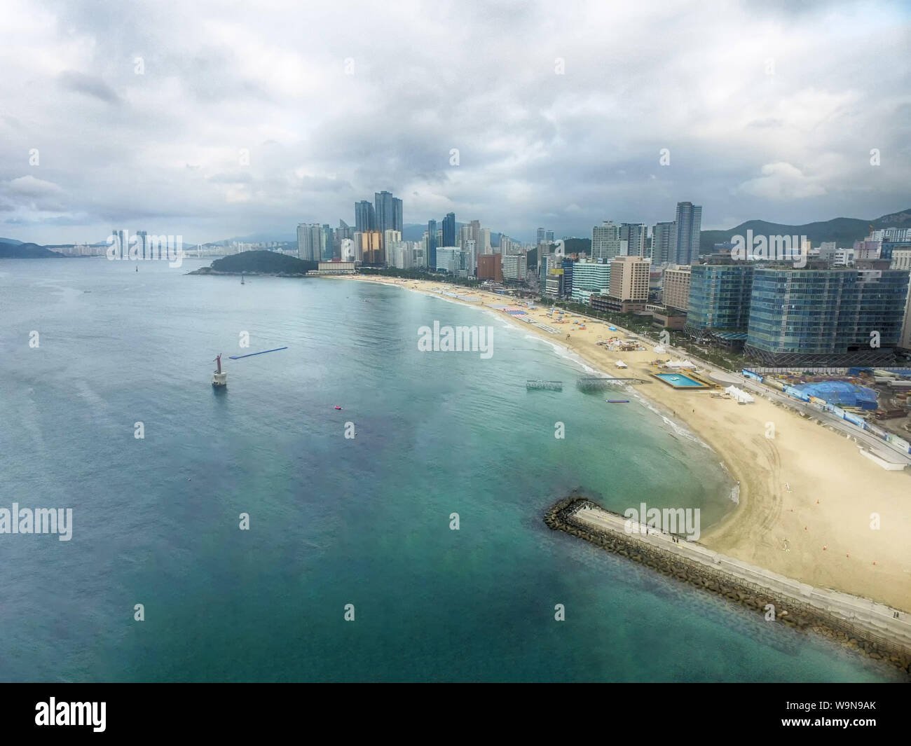 Aerial View of Cloudy Summer Morning of Haeundae Beach, Busan, South ...