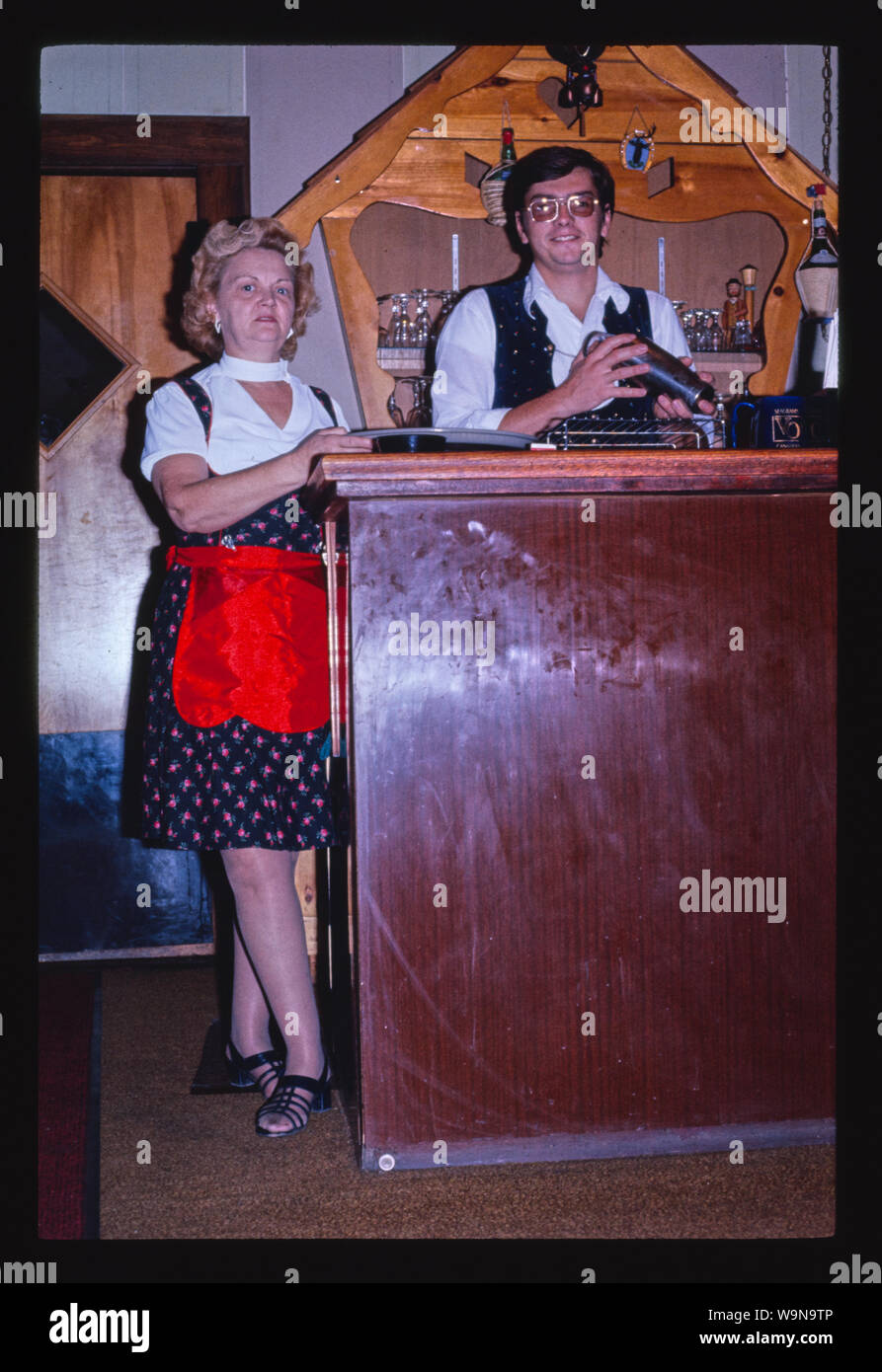 Bavarian Manor, young Bill Bauer & waitress, Purling, New York Stock ...