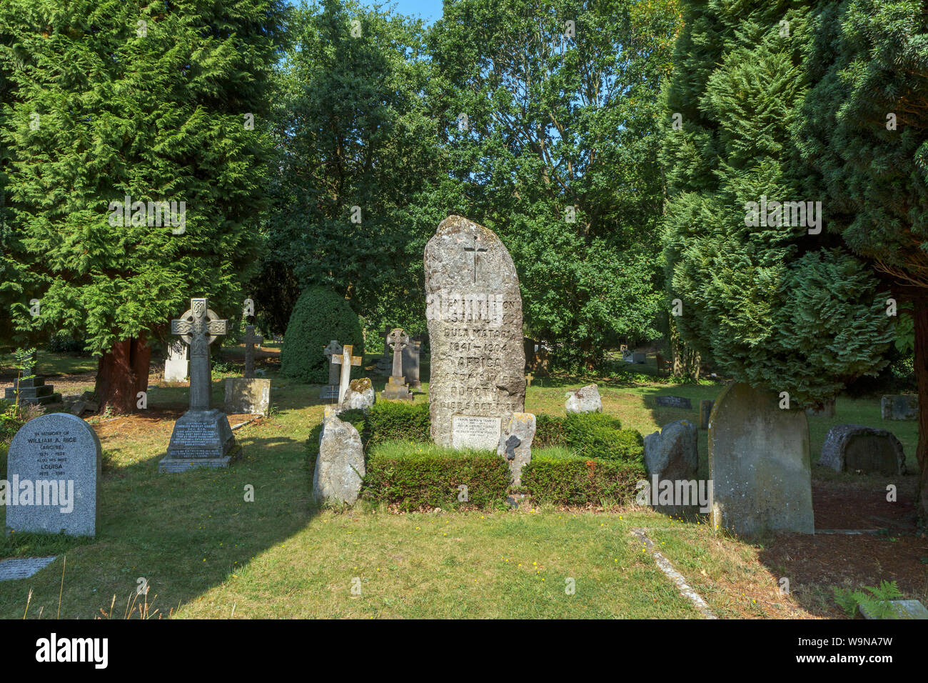 Granite gravestone of African explorer Henry Morton Stanley in the ...