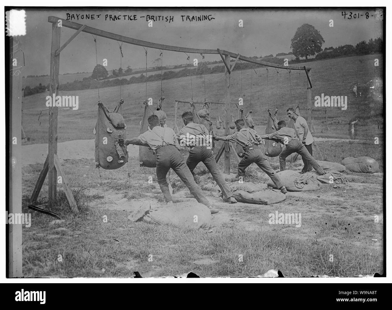 Bayonet practice, British training Stock Photo - Alamy