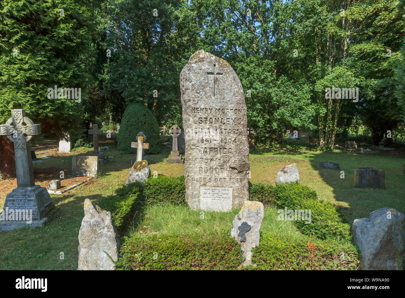 Granite gravestone of African explorer Henry Morton Stanley in the ...