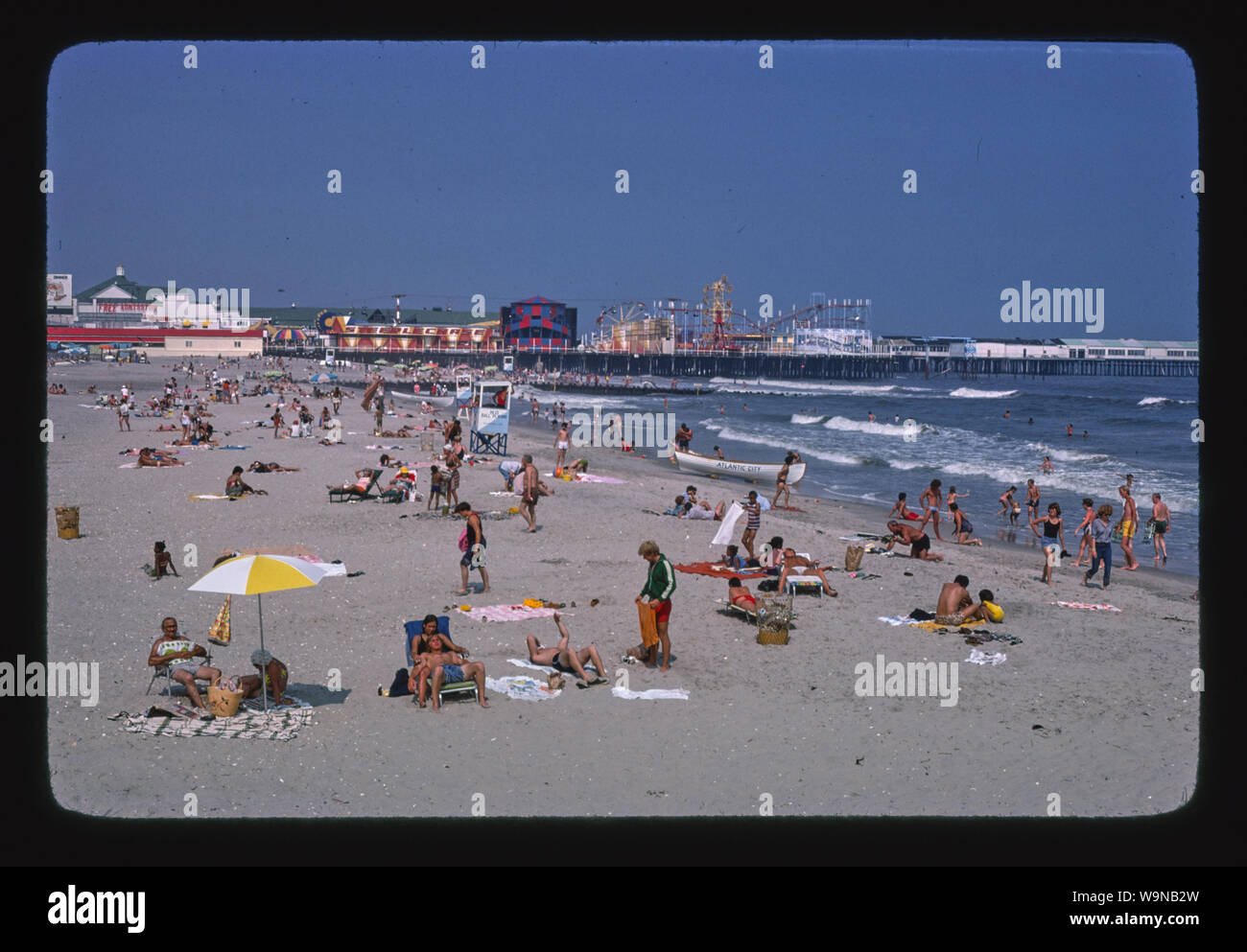 Beach panorama with piers, Atlantic City, New Jersey Stock Photo - Alamy