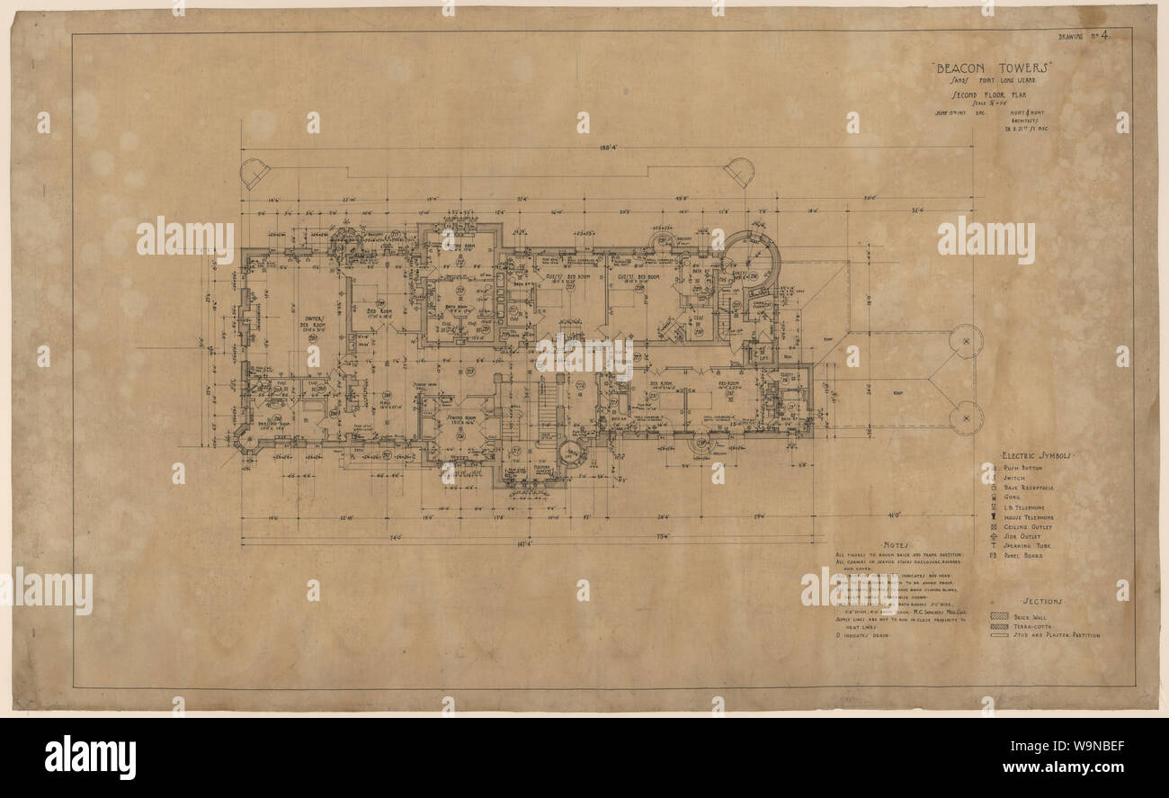 Beacon Towers, Sands Point, Long Island, New York. Second floor plan ...