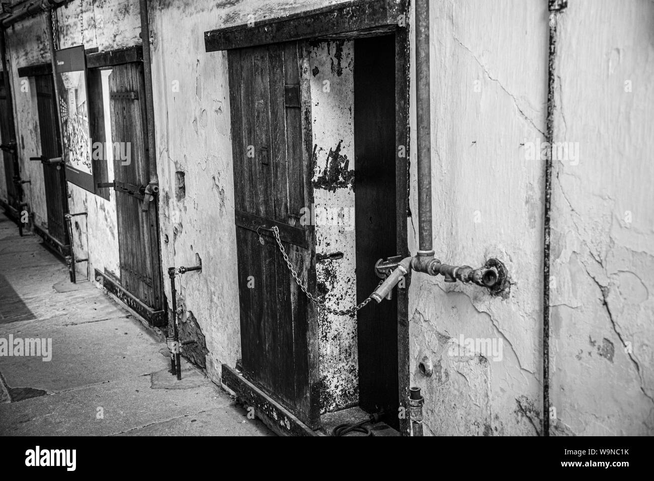 Gate to enter a cell in an abandoned jail in disrepair Stock Photo - Alamy