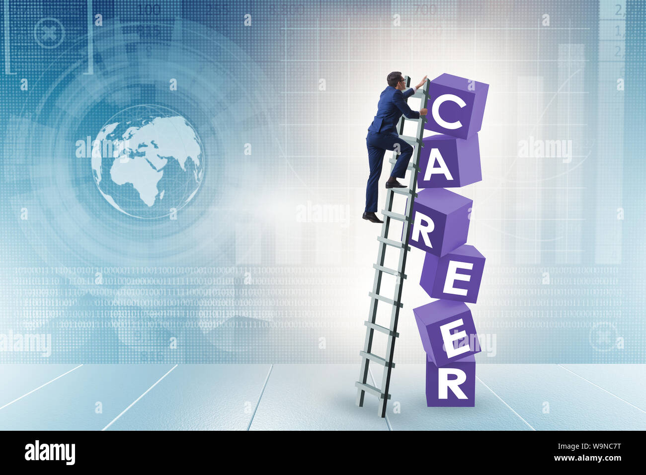The career concept with businessman on top of blocks Stock Photo - Alamy