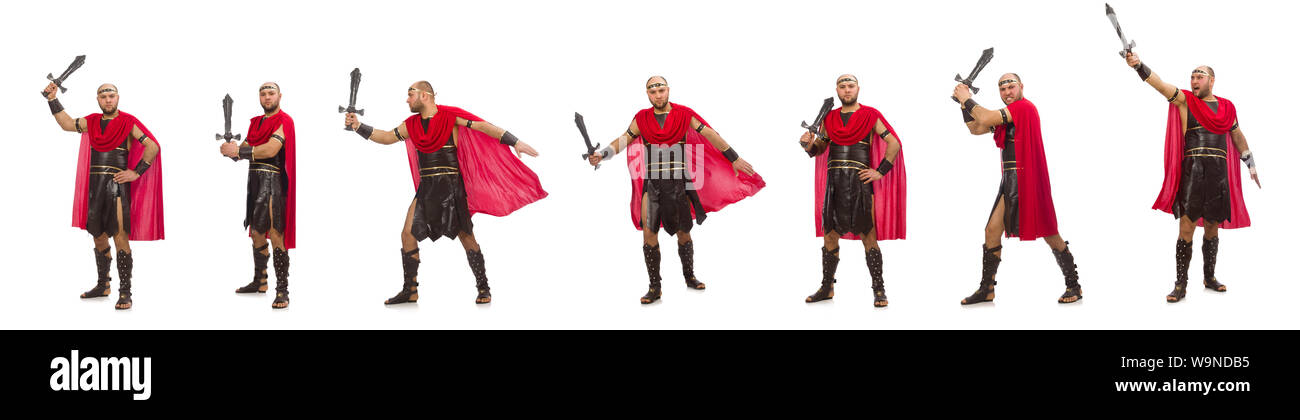 The gladiator isolated on white background Stock Photo - Alamy