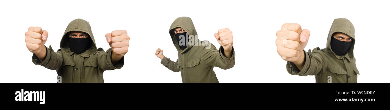 The criminal wearing mask isolated on white Stock Photo - Alamy