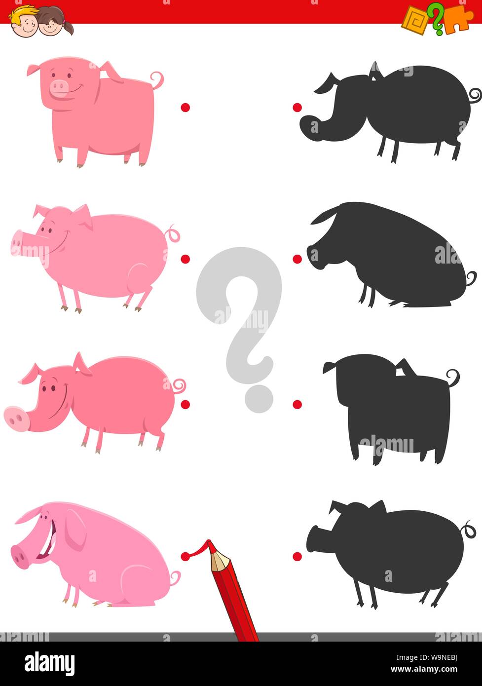 Cartoon Illustration of Join the Right Shadows with Pictures ...