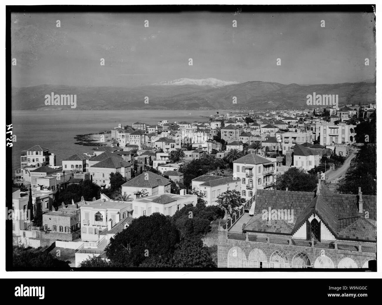 Beirut. Beirut and St. George's Bay. Showing snow-clad Sunnin Stock ...