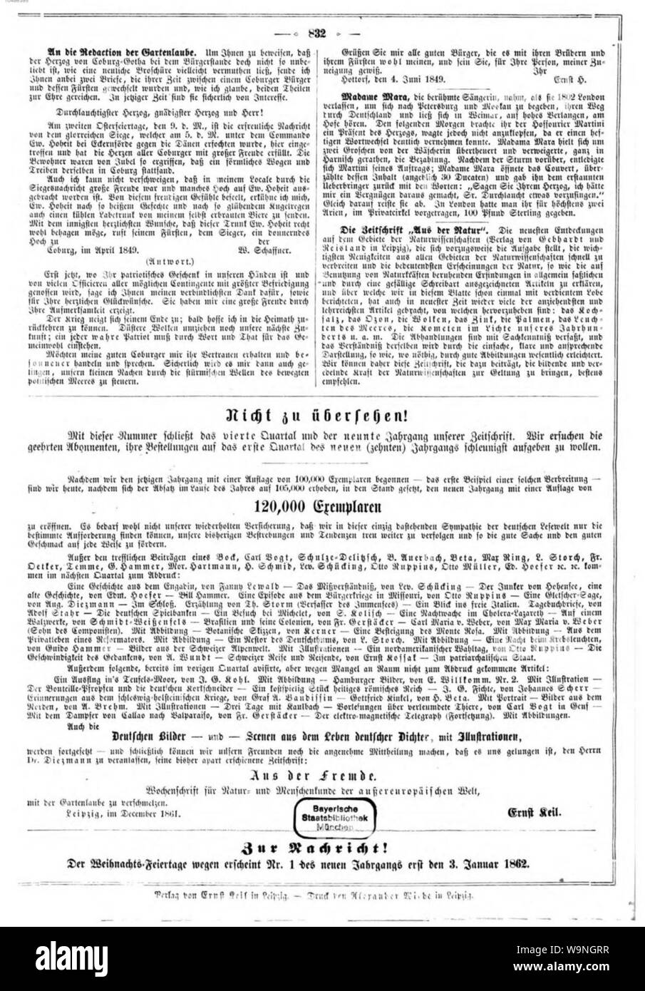 Die Gartenlaube (1861) 832 Stock Photo - Alamy