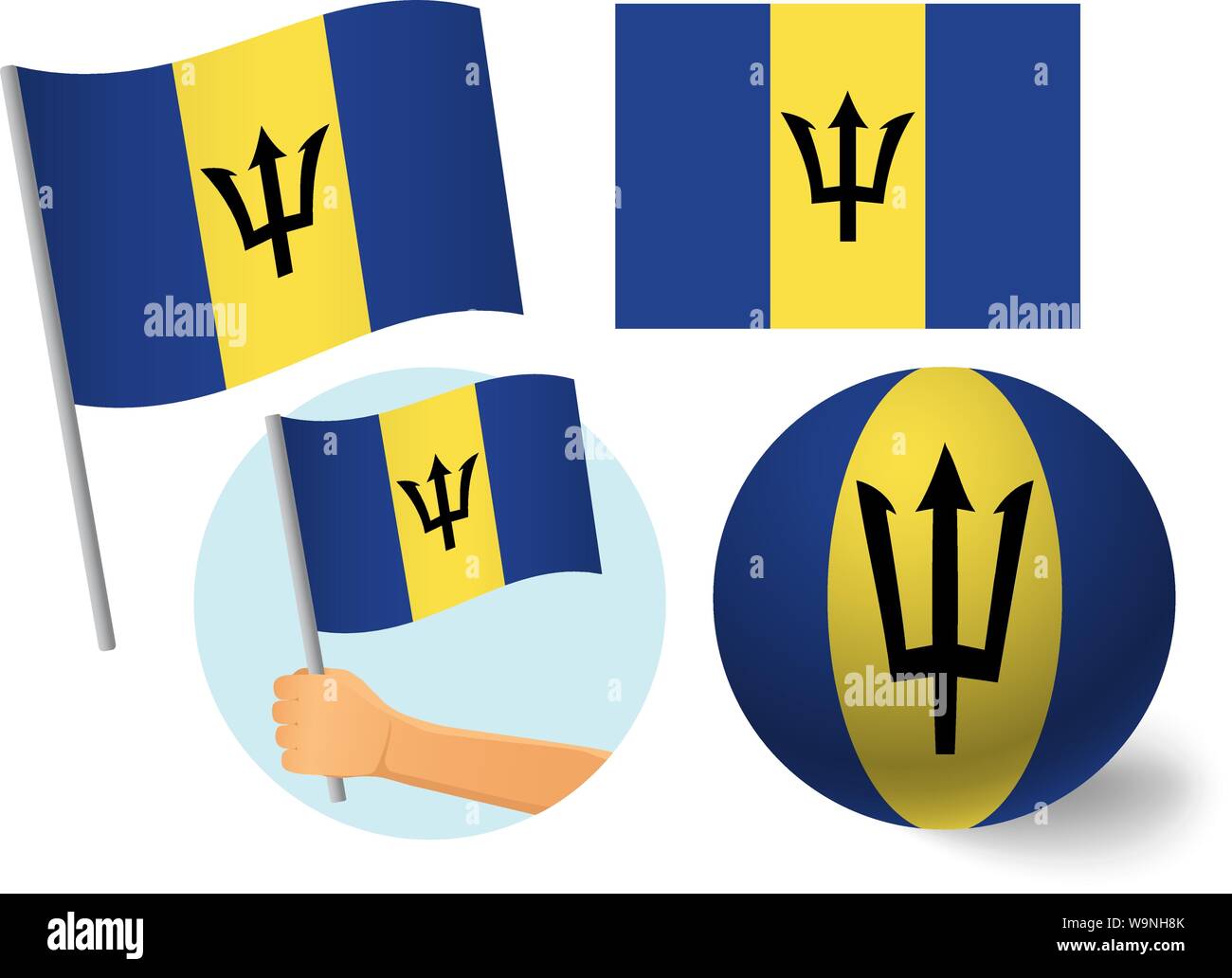 Barbados flag icon set. National flag of Barbados vector illustration ...