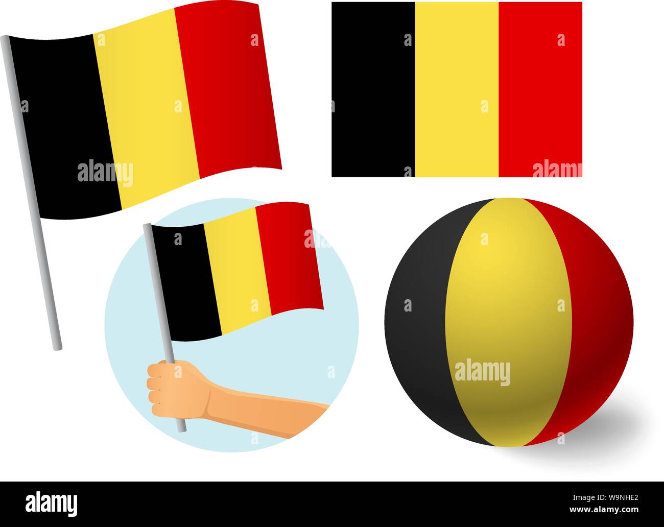 Belgium flag icon set. National flag of Belgium vector illustration ...