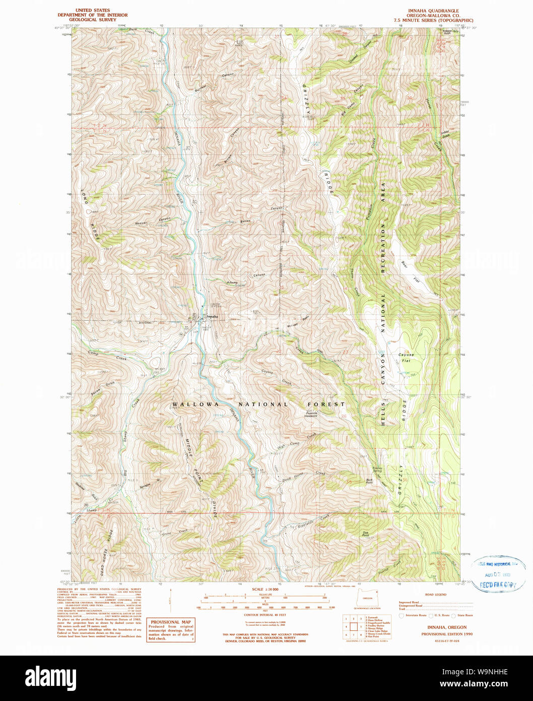 Map of imnaha oregon hi-res stock photography and images - Alamy