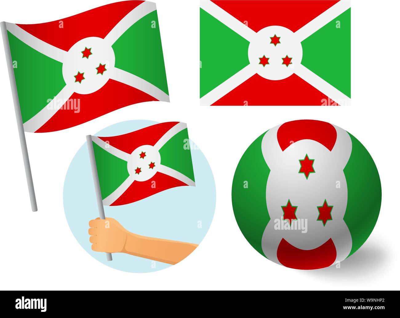 Burundi flag icon set. National flag of Burundi vector illustration ...