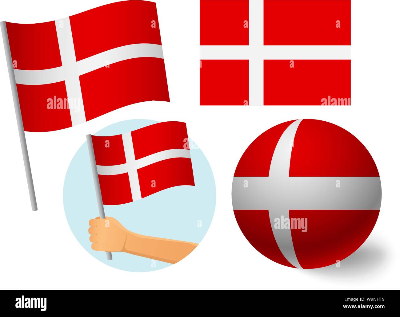 Denmark flag icon set. National flag of Denmark vector illustration ...