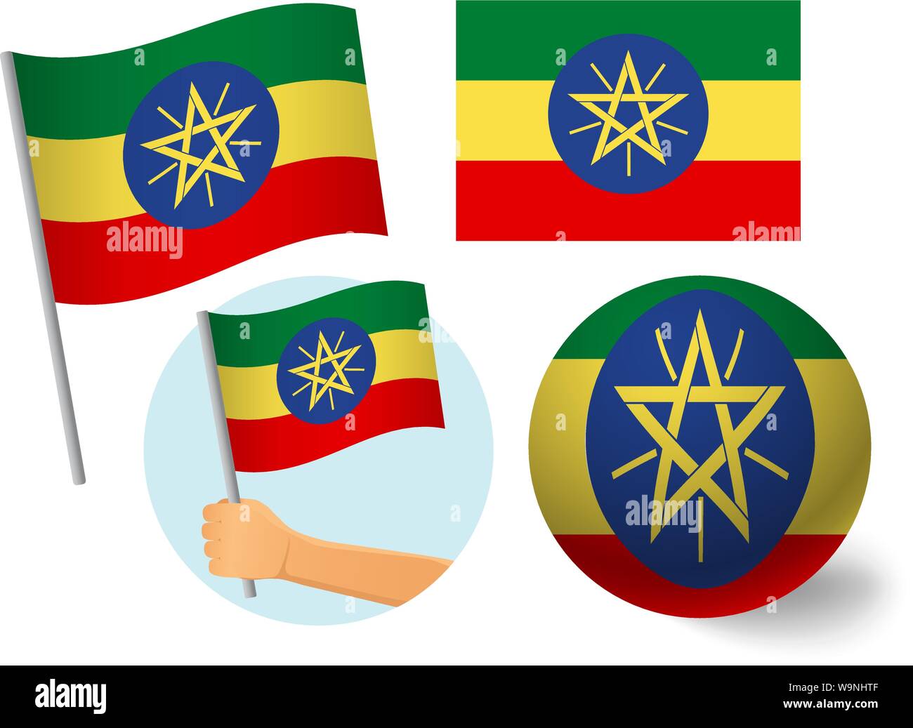 Ethiopia flag icon set. National flag of Ethiopia vector illustration ...