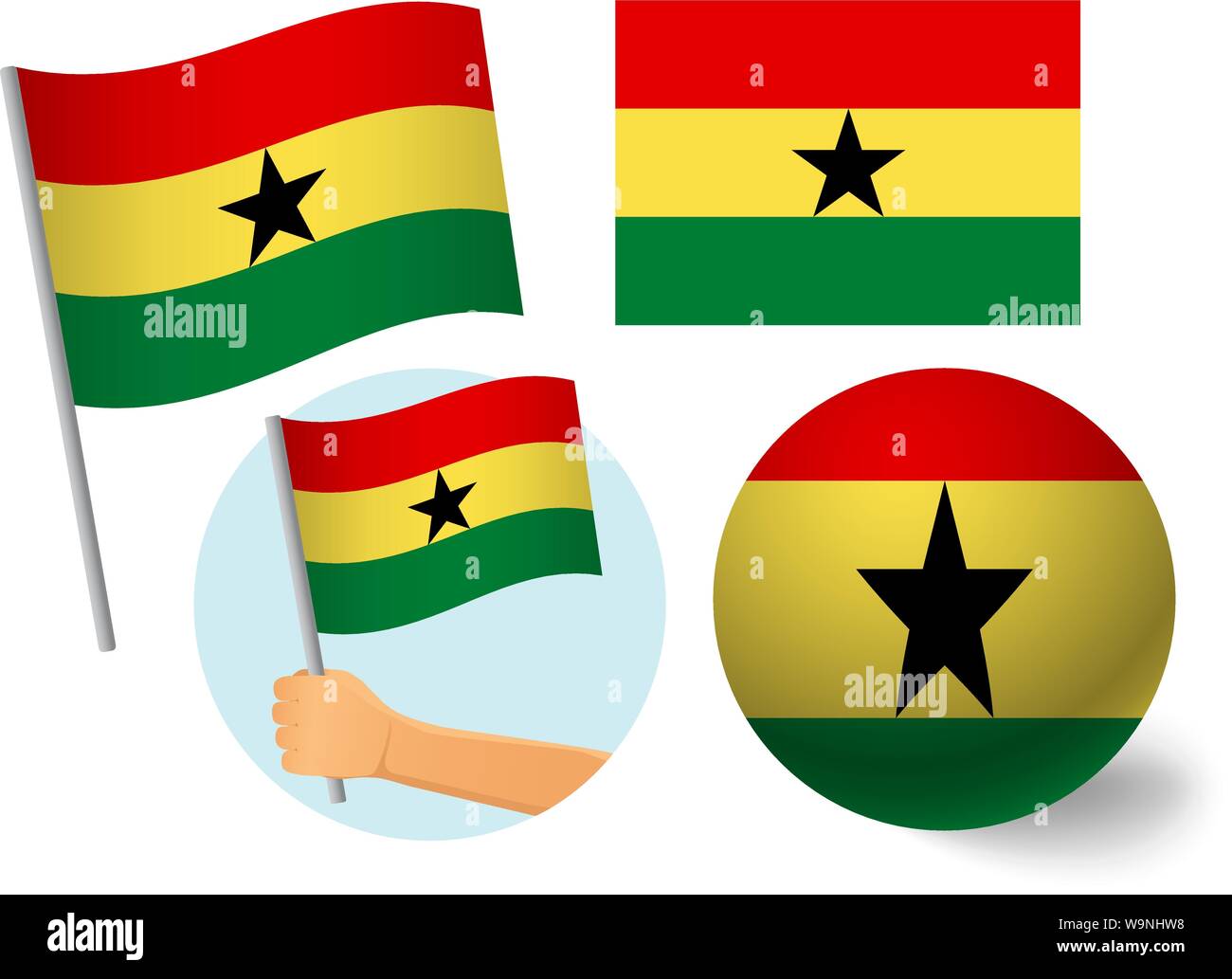 Ghana flag icon set. National flag of Ghana vector illustration Stock ...