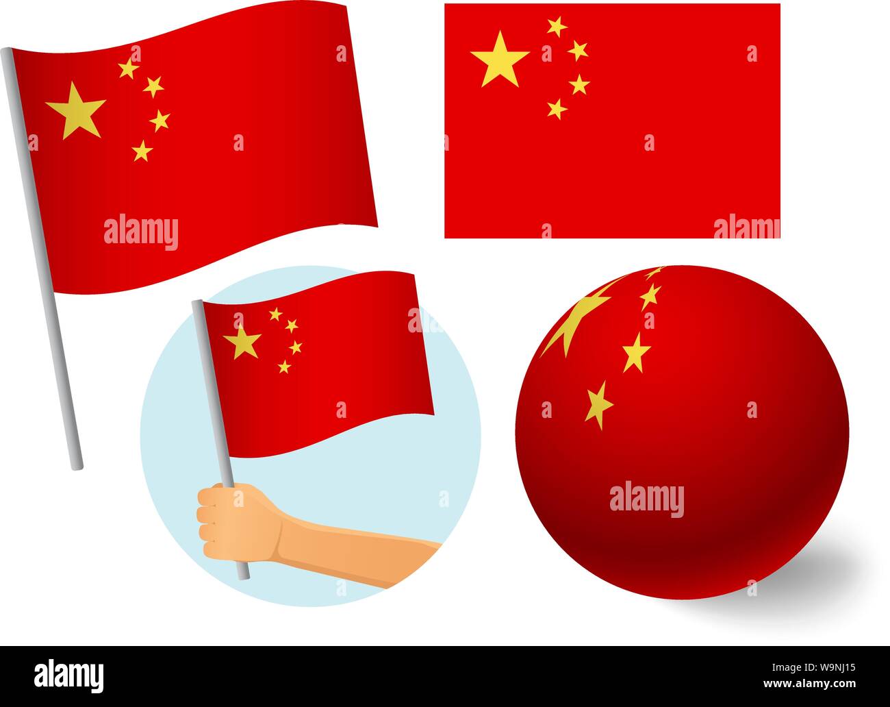 China flag icon set. National flag of China vector illustration Stock ...