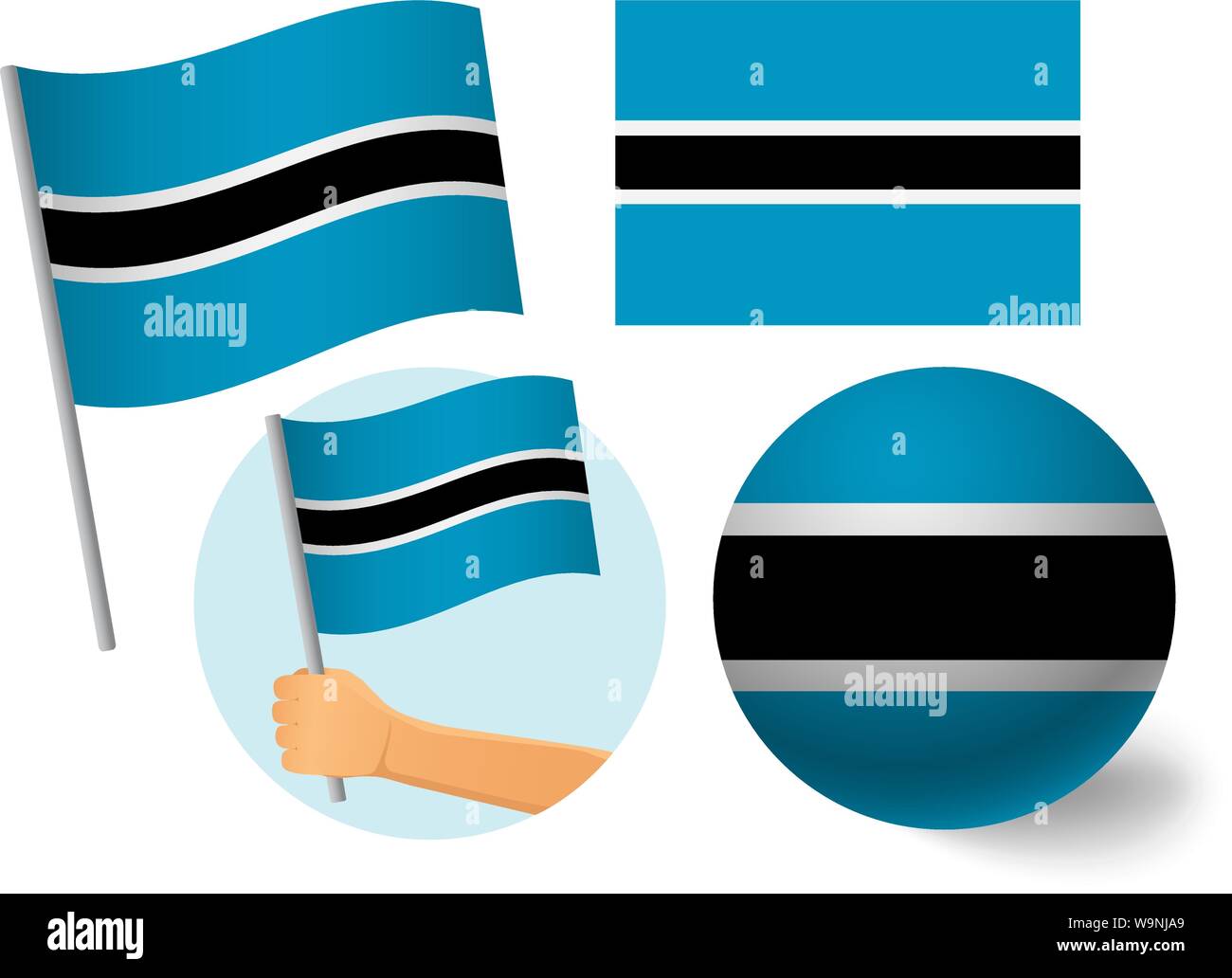 Botswana flag icon set. National flag of Botswana vector illustration ...