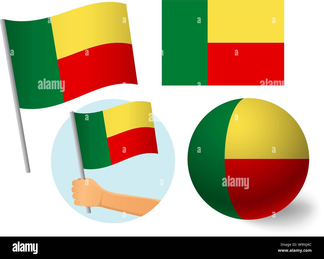 Benin flag icon set. National flag of Benin vector illustration Stock Vector Image & Art - Alamy