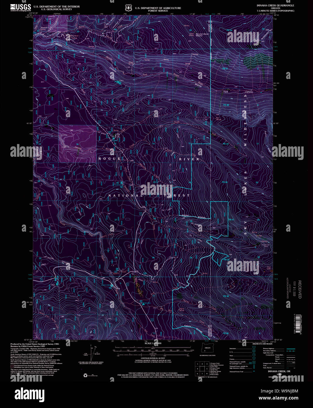 Map of imnaha oregon hi-res stock photography and images - Alamy