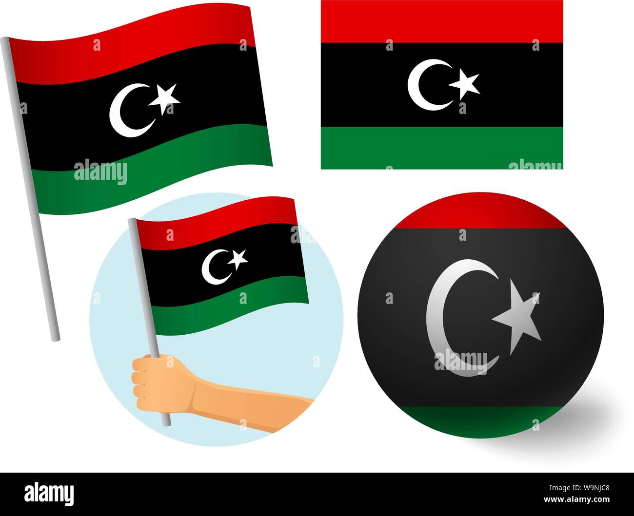libya flag icon set. National flag of libya vector illustration Stock ...