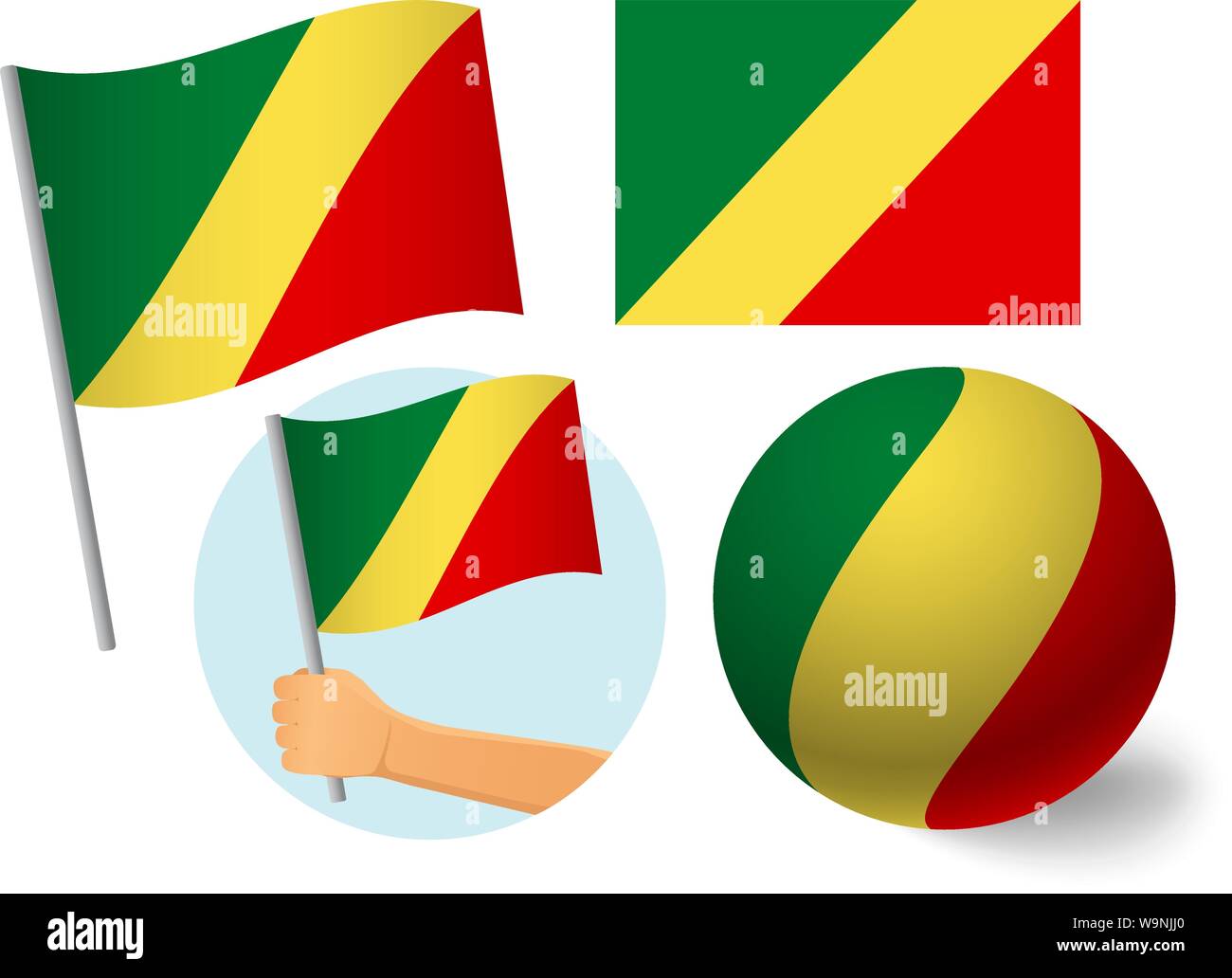 Congo flag icon set. National flag of Congo vector illustration Stock ...