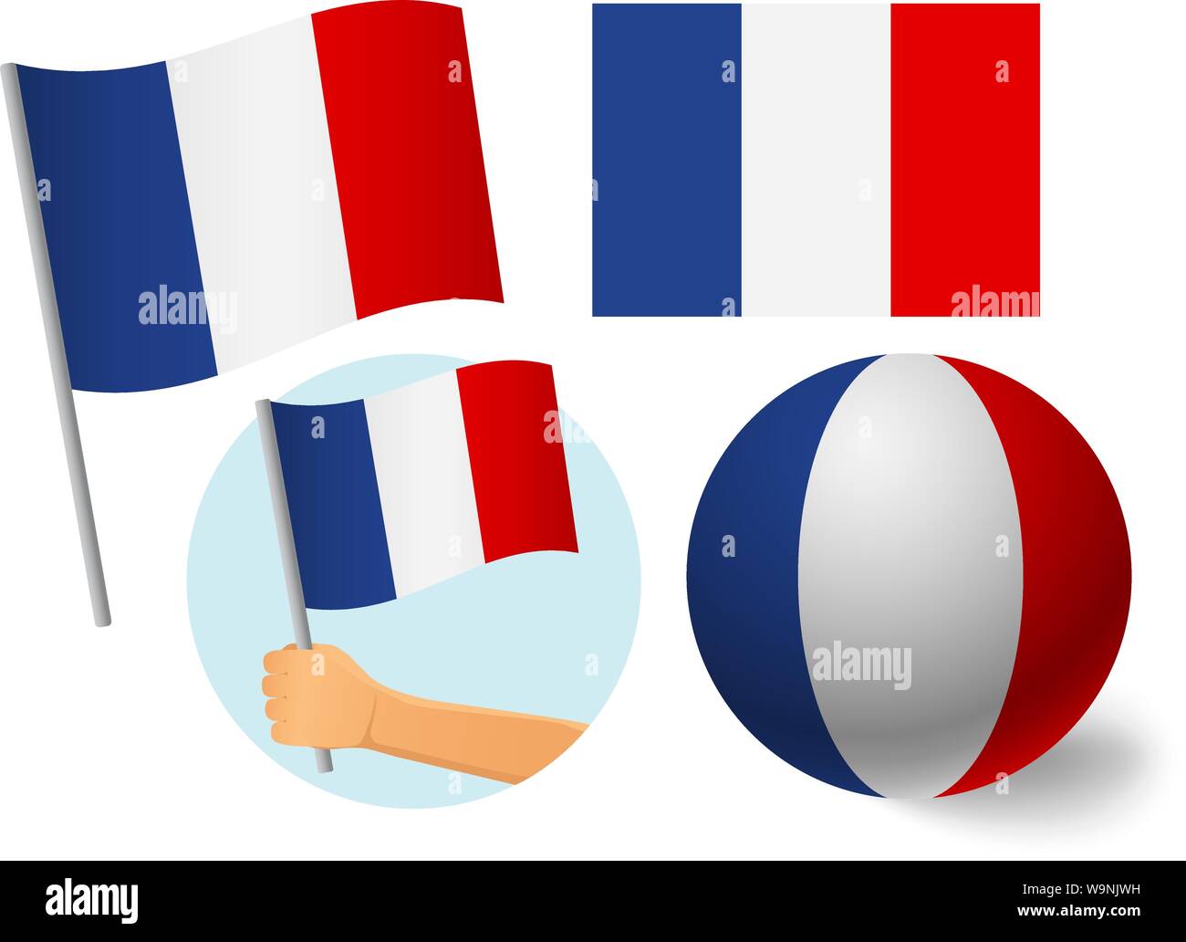 France flag icon set. National flag of France vector illustration Stock ...