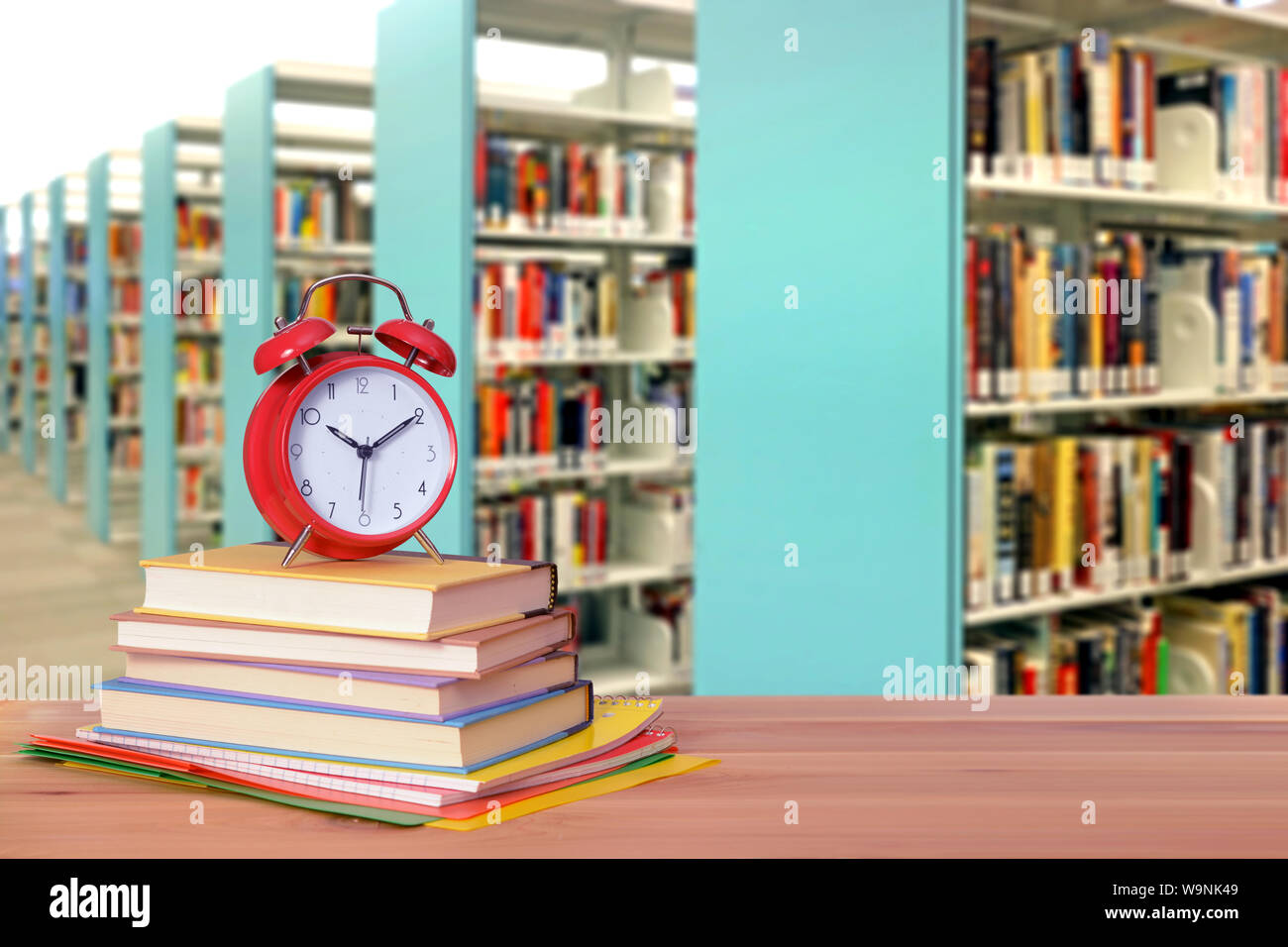 composition of library with book and accessory for education concept ...