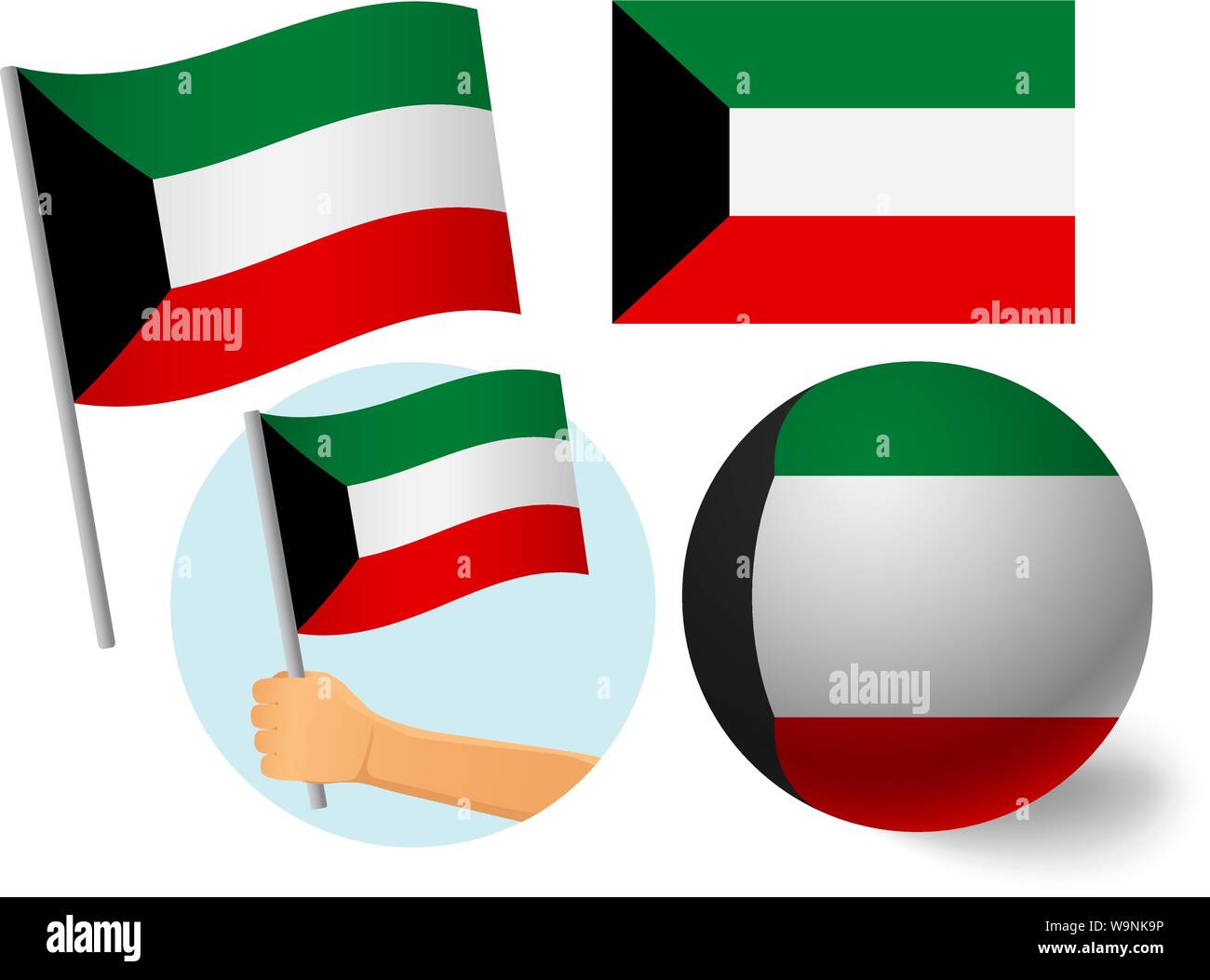 kuwait flag icon set. National flag of Kuwait vector illustration Stock ...