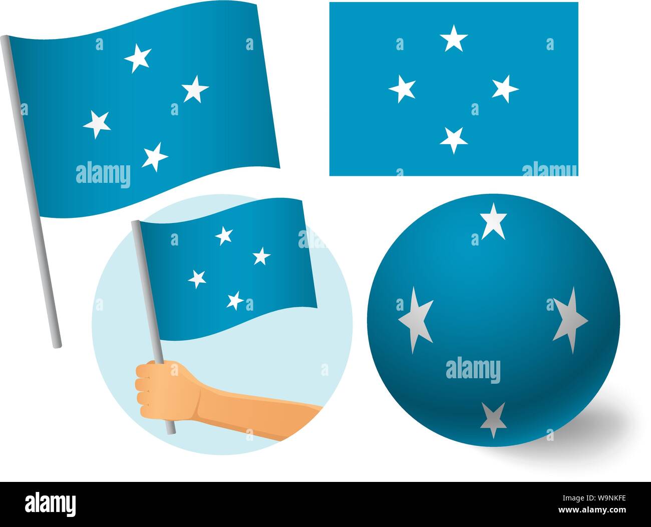 Micronesia flag icon set. National flag of Micronesia vector ...
