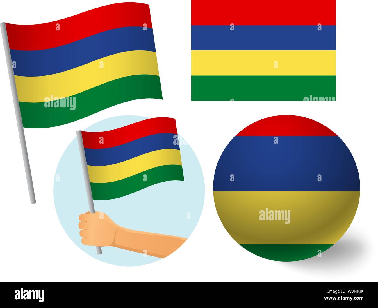 Mauritius flag icon set. National flag of Mauritius vector illustration ...