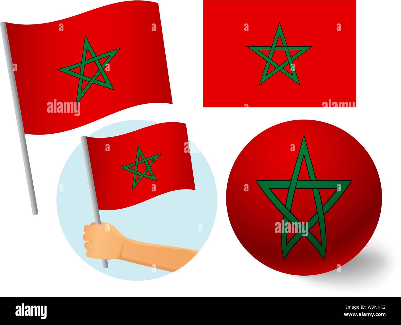 Morocco flag icon set. National flag of Morocco vector illustration ...