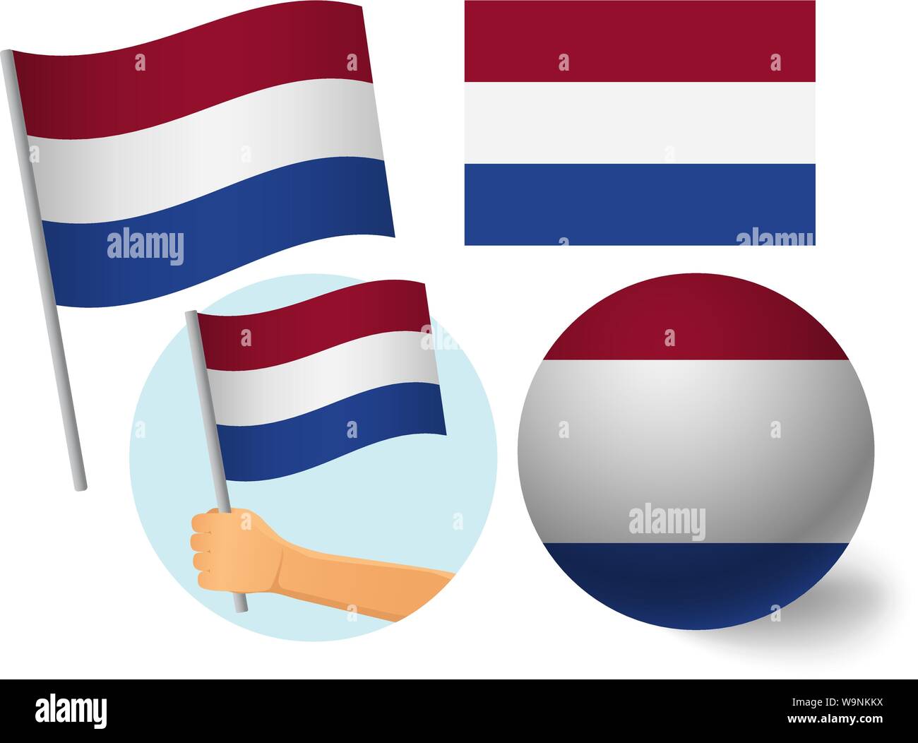 Netherlands flag icon set. National flag of Netherlands vector ...