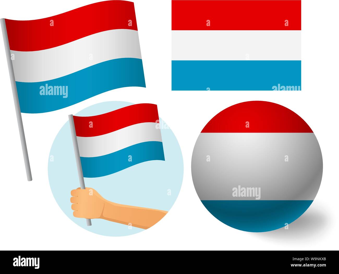 luxembourg flag icon set. National flag of luxembourg vector ...