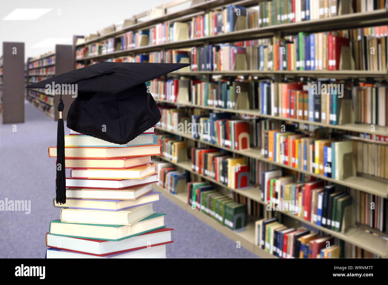 library with book for education concept (blurry background Stock Photo ...