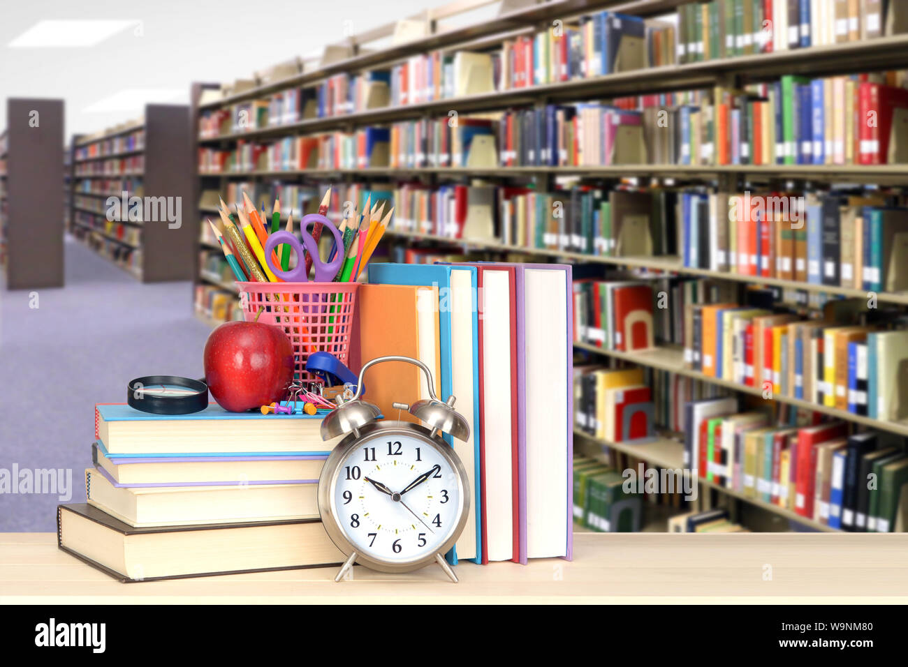 library with book for education concept (blurry background Stock Photo ...