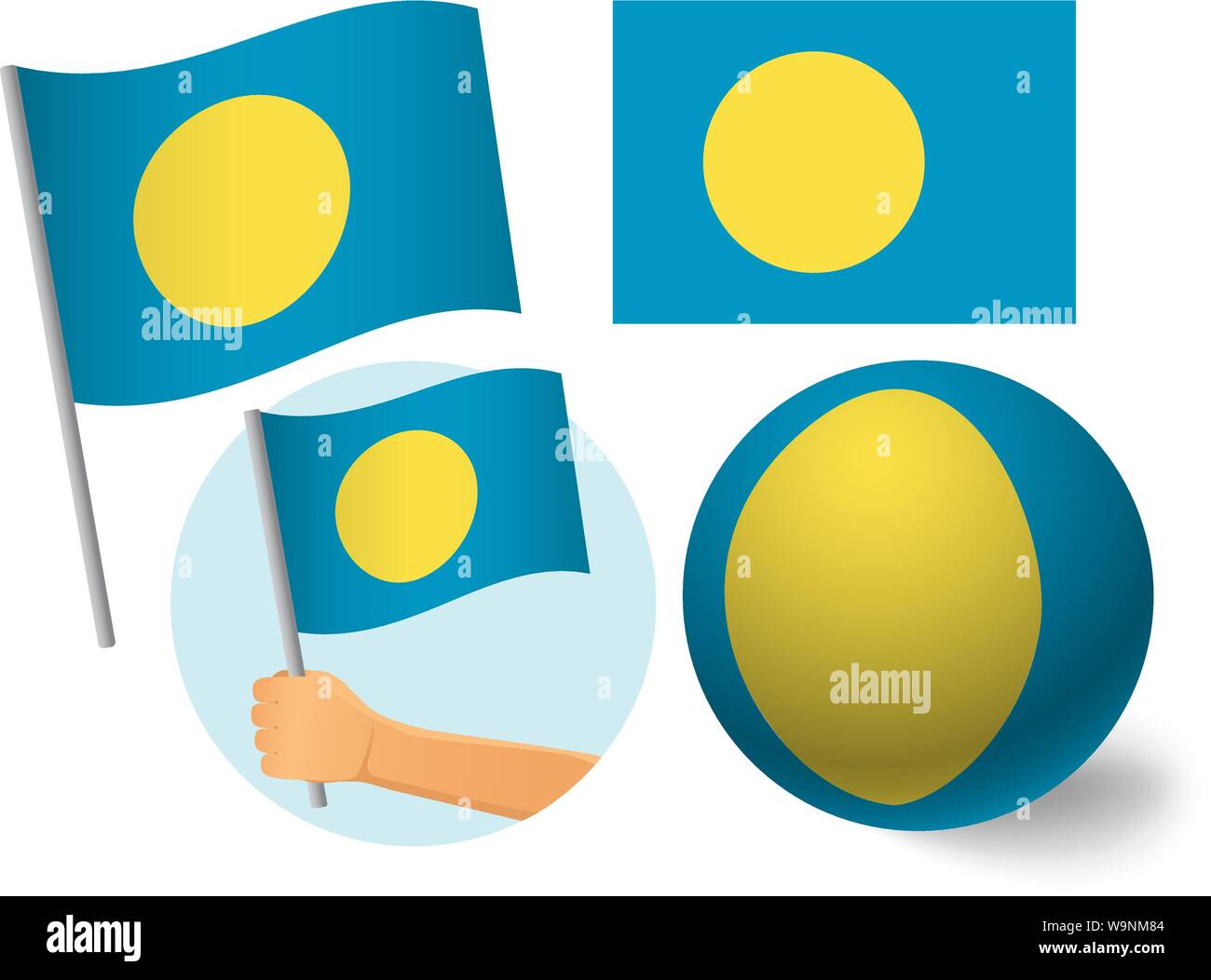 Palau flag icon set. National flag of Palau vector illustration Stock ...