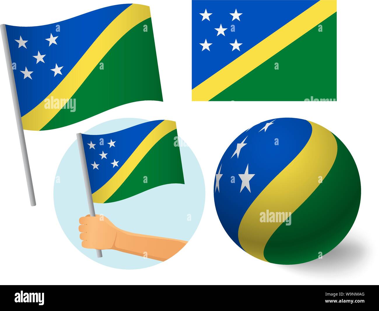 Solomon Islands flag icon set. National flag of Solomon Islands vector ...