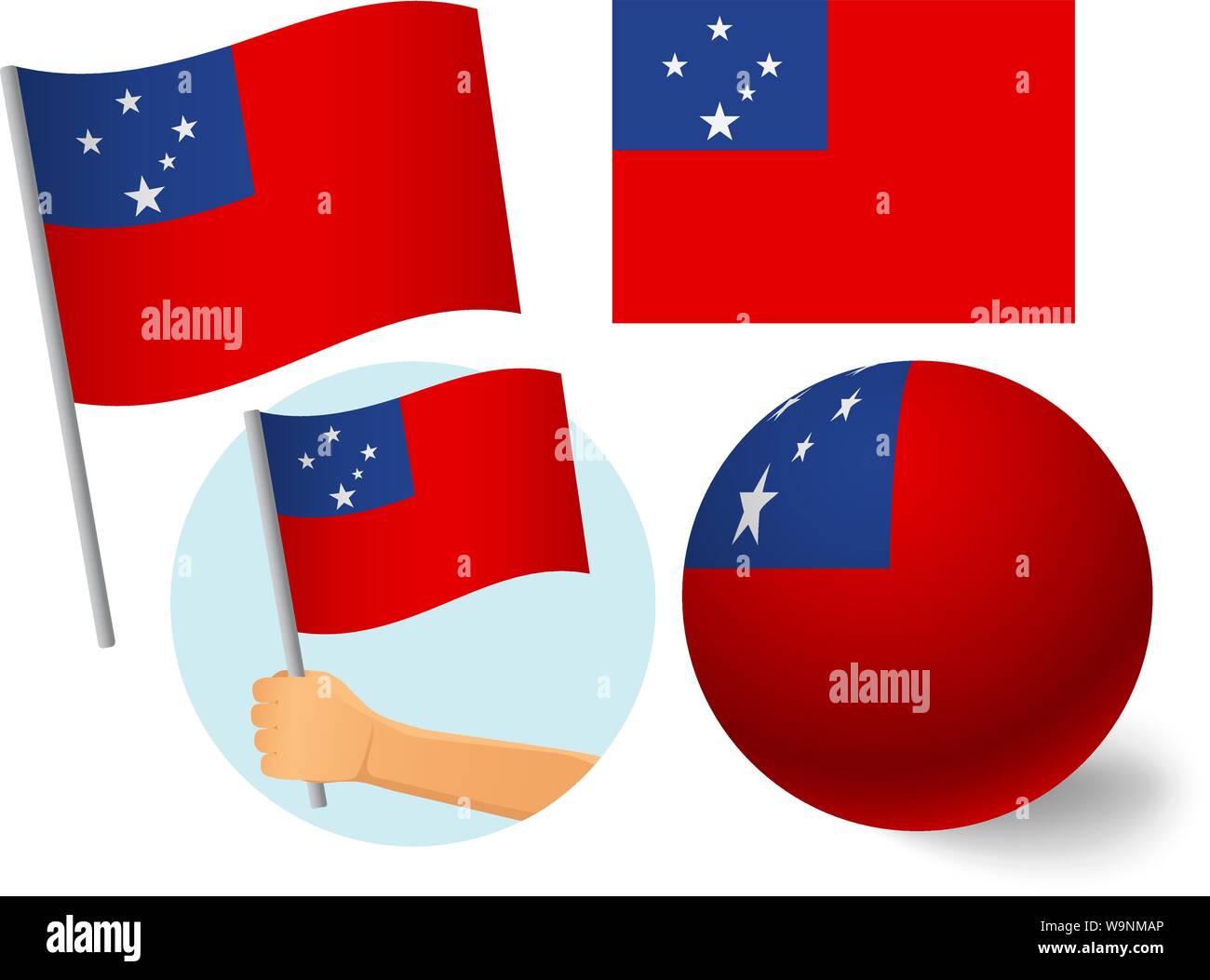 Samoa flag icon set. National flag of Samoa vector illustration Stock ...