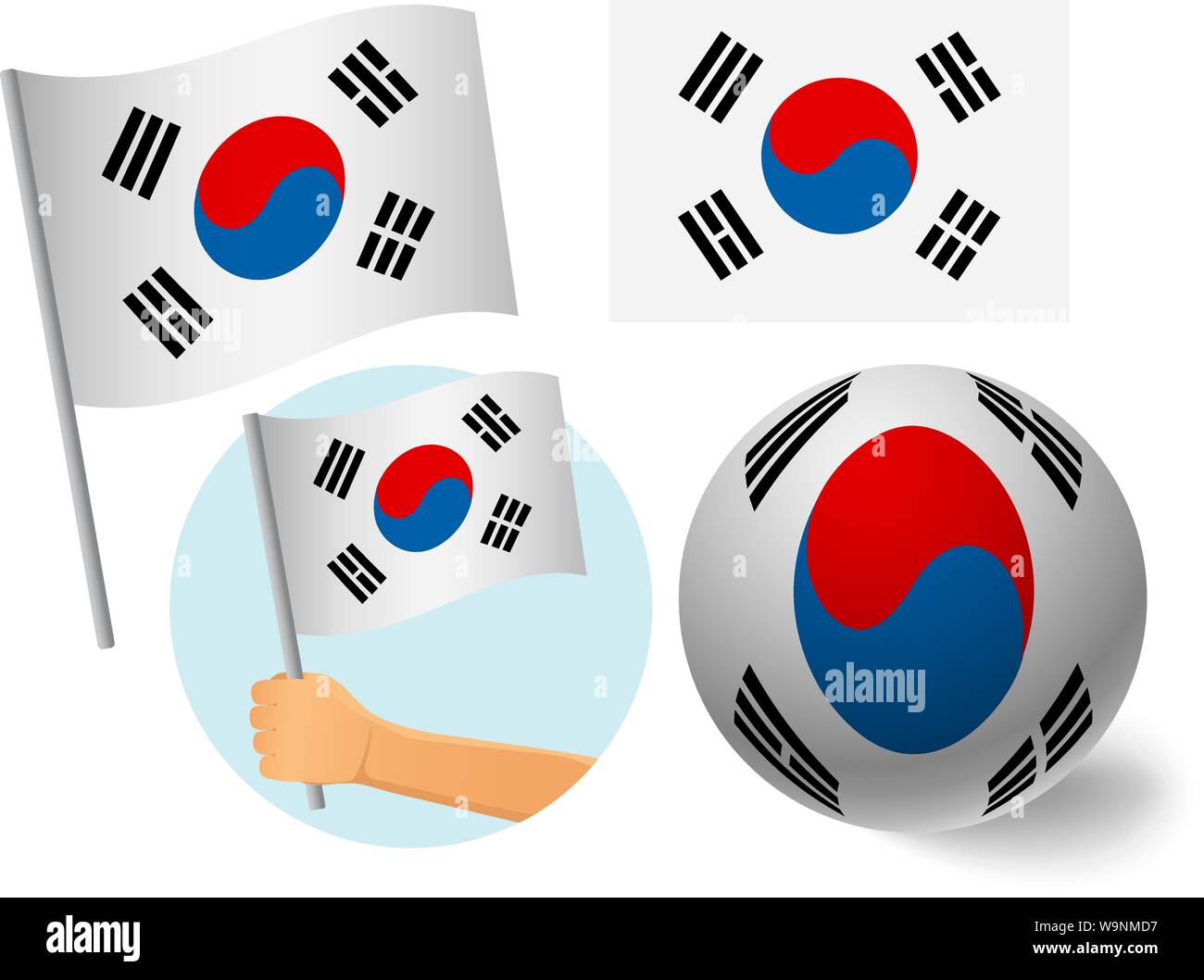 South korea flag icon set. National flag of South korea vector ...