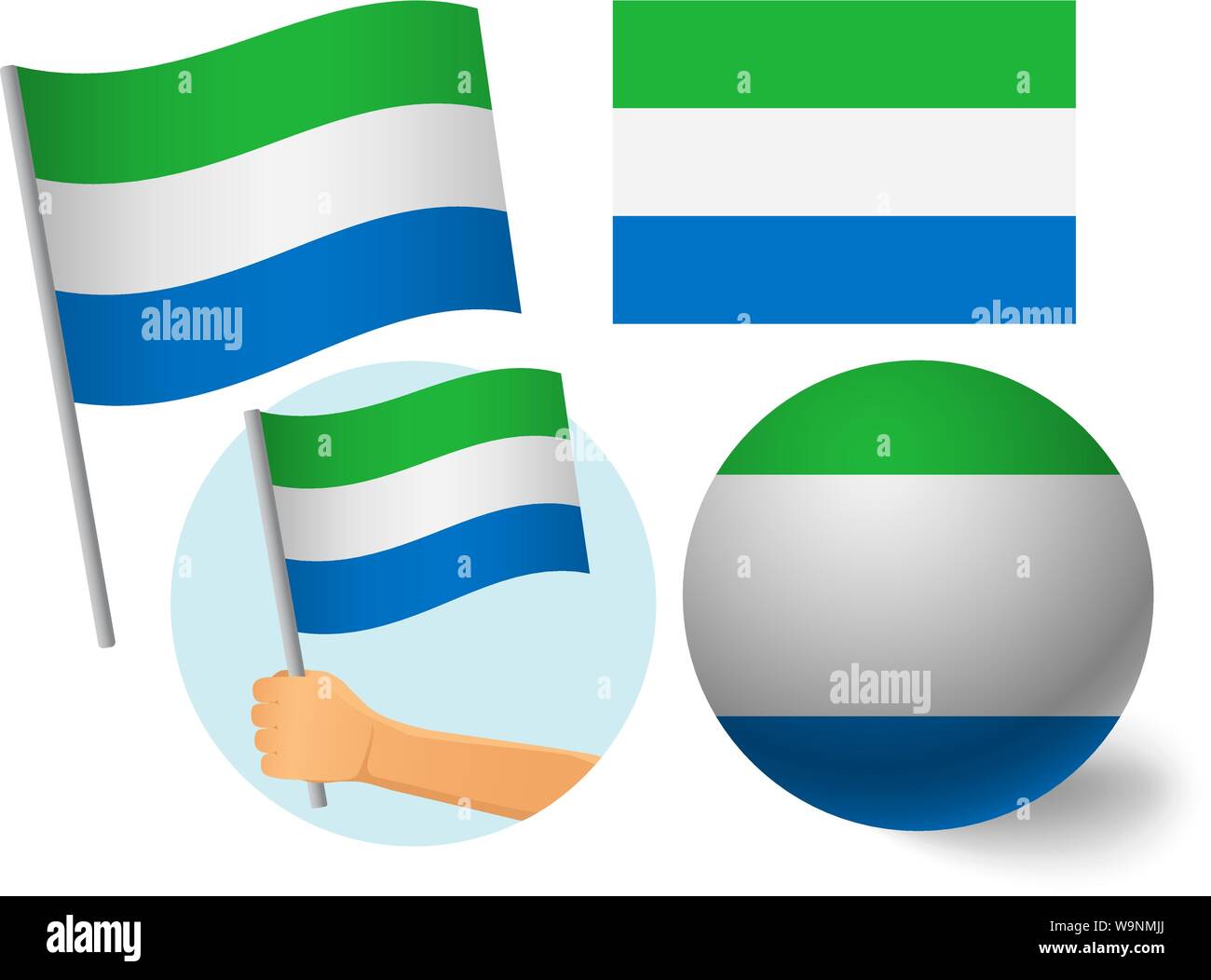 Sierra leone flag icon set National flag of Sierra leone vector ...