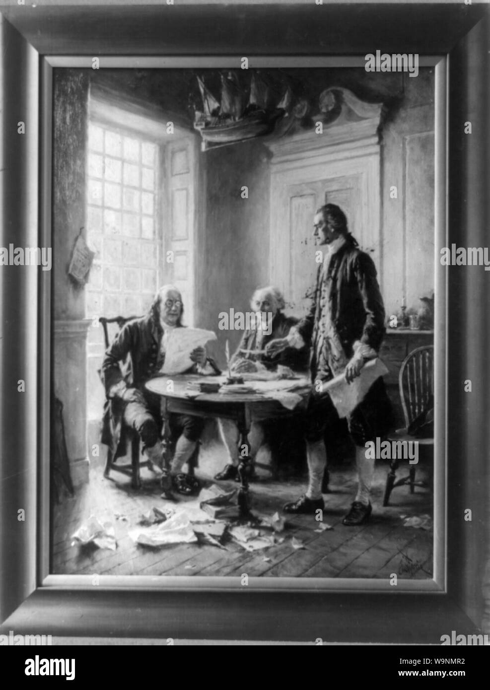Benjamin Franklin reading draft of Declaration of Independence, John ...