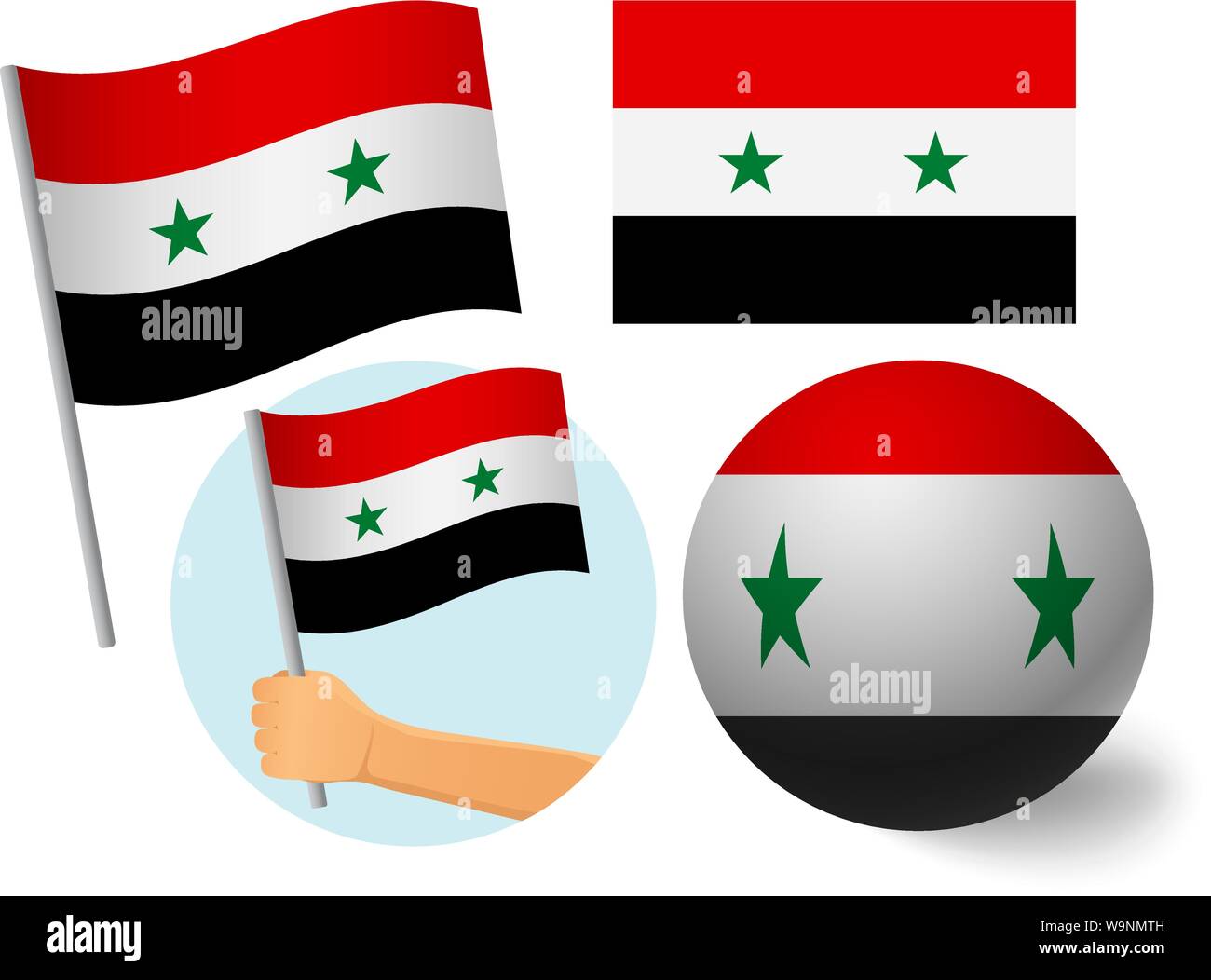 Syria flag icon set. National flag of Syria vector illustration Stock ...