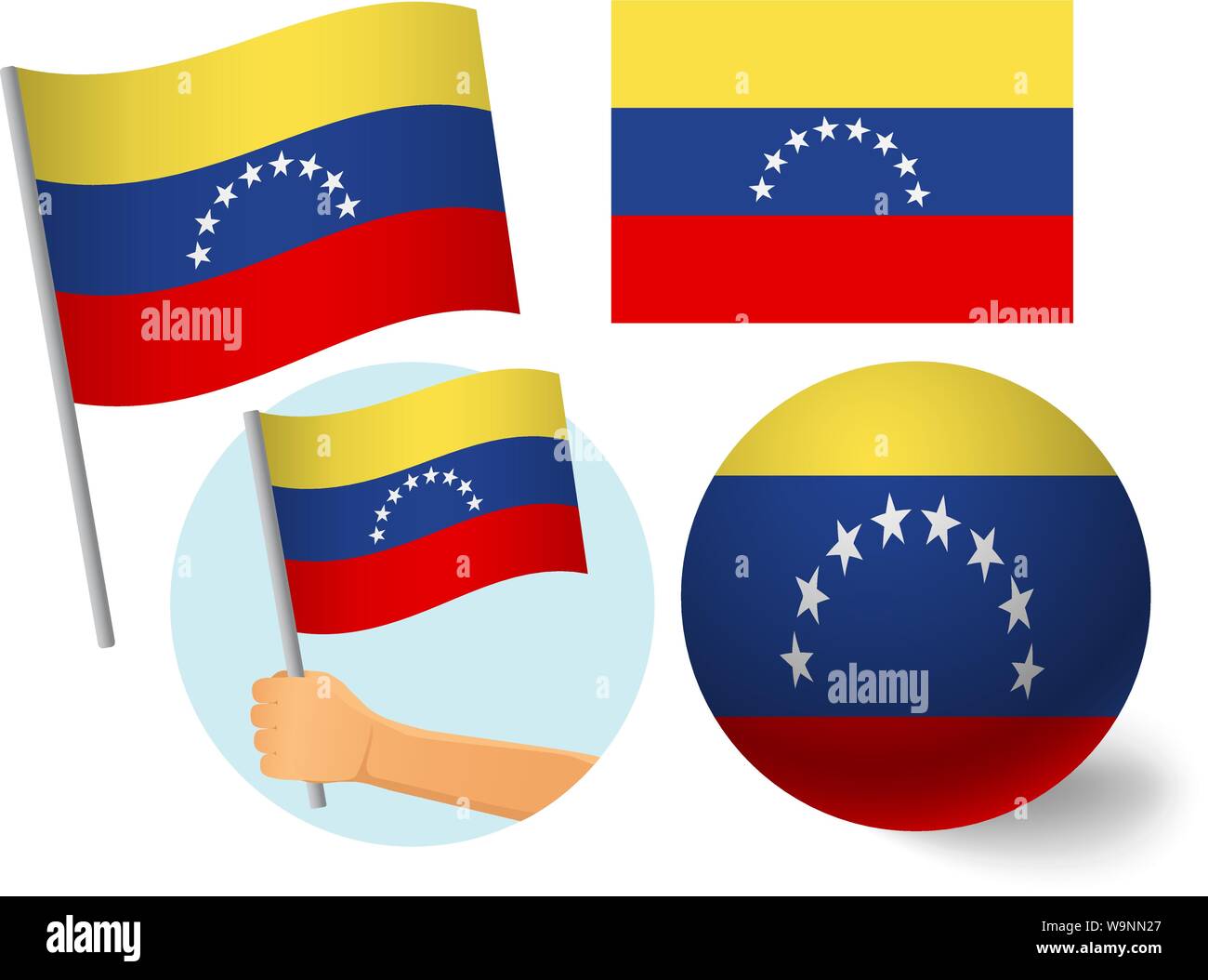 Venezuela flag icon set. National flag of Venezuela vector illustration ...