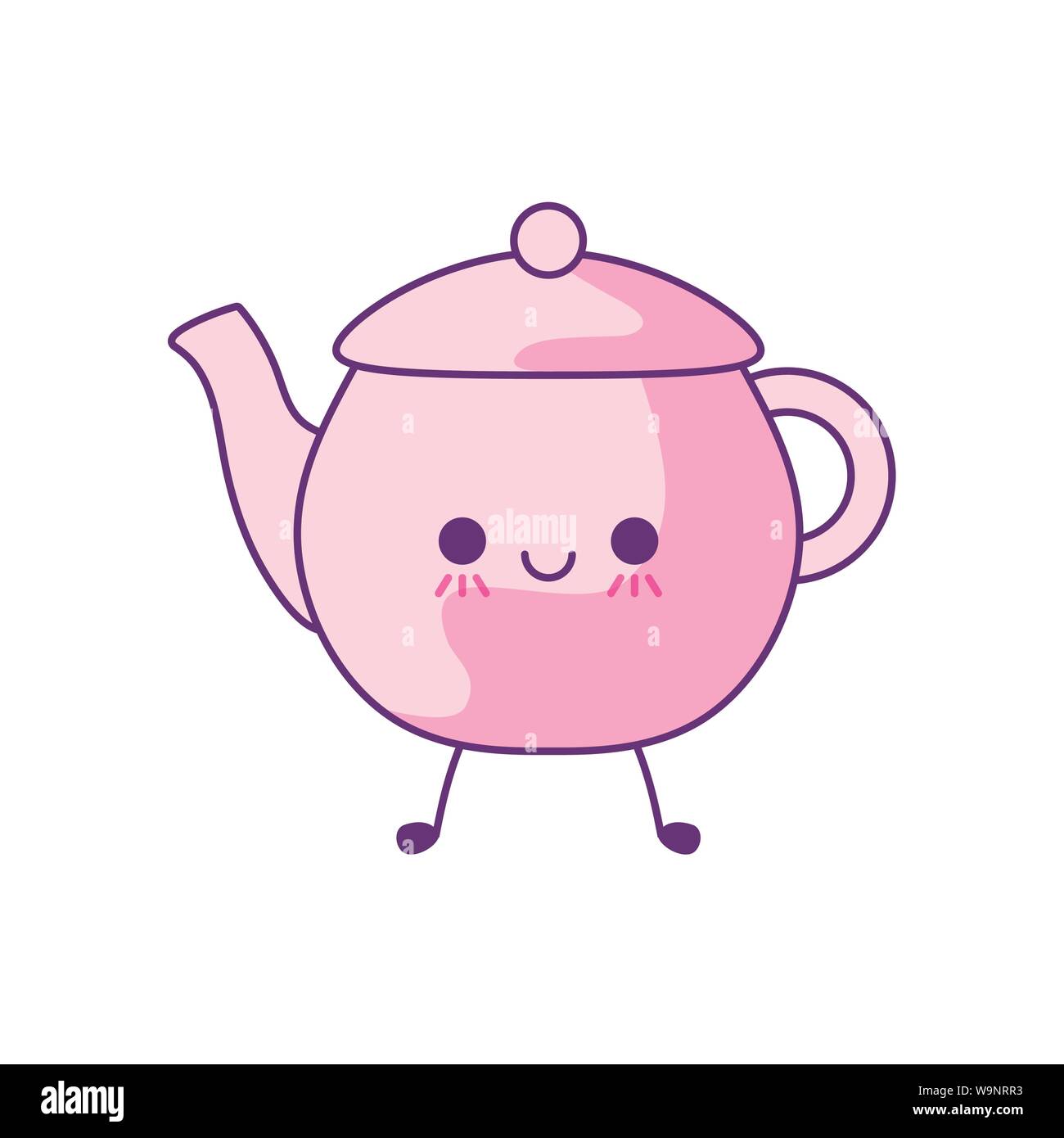 cute teapot kitchen kawaii style vector illustration design Stock ...