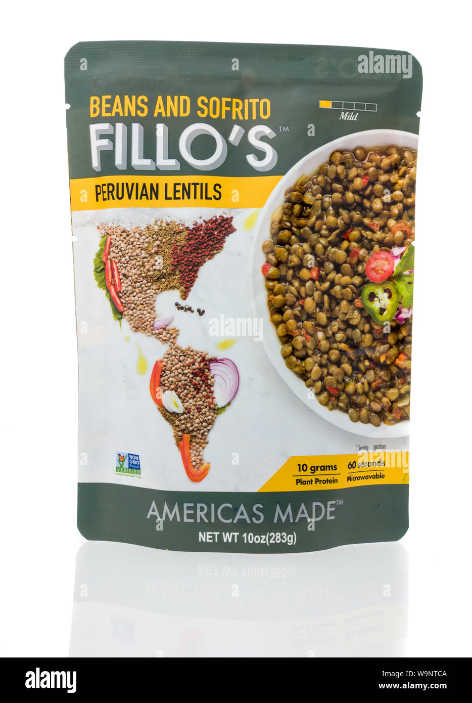 Winneconne, WI - 4 August 2019 : A package of Fillos beans and sorfito ...