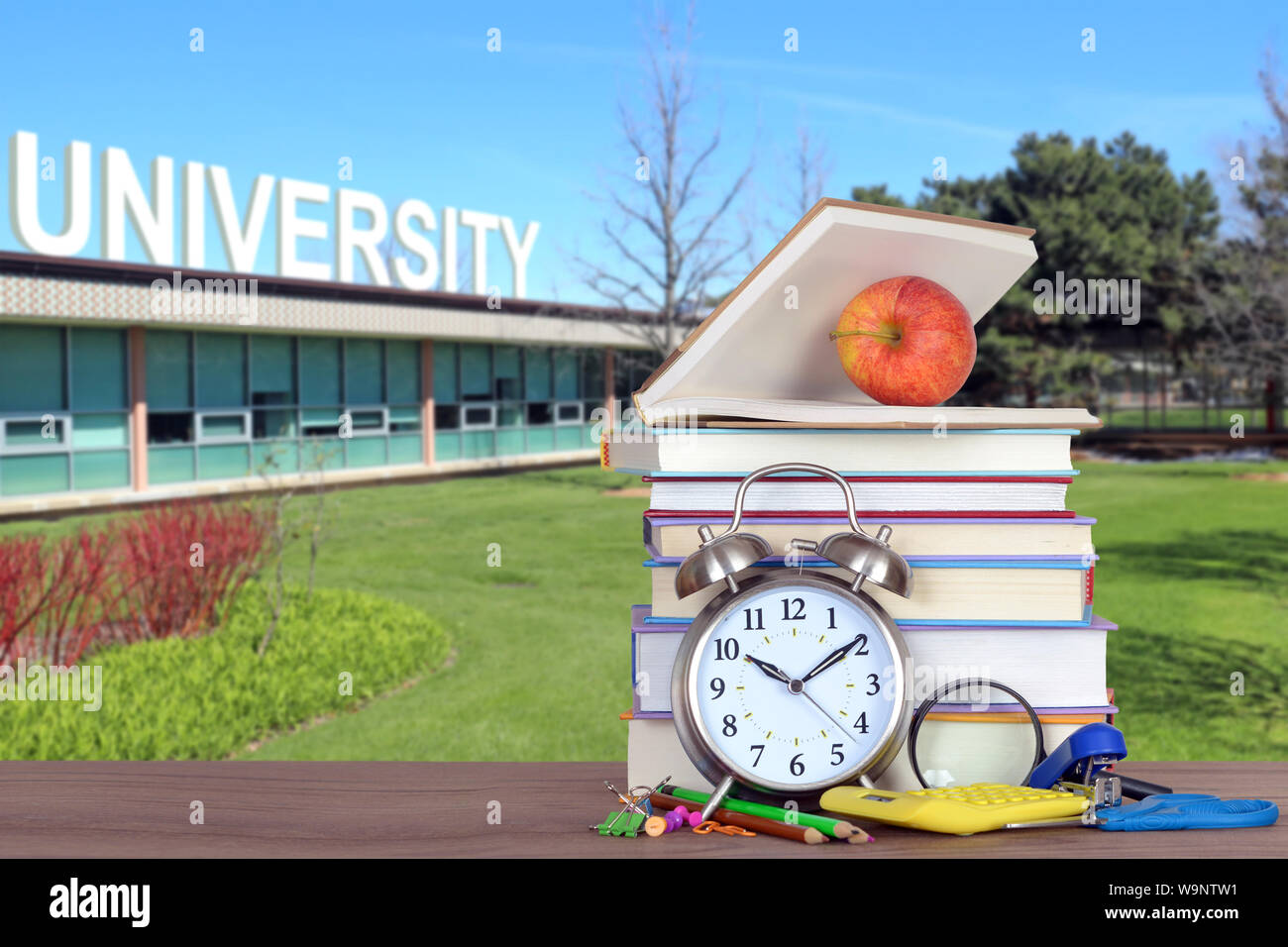 composition of concept of higher education: book, campus, university ...