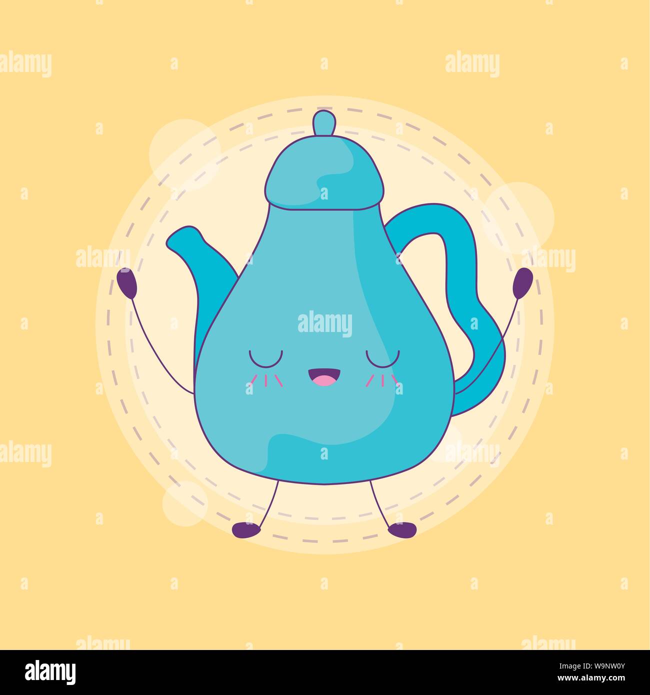 cute teapot kitchen kawaii style vector illustration design Stock ...