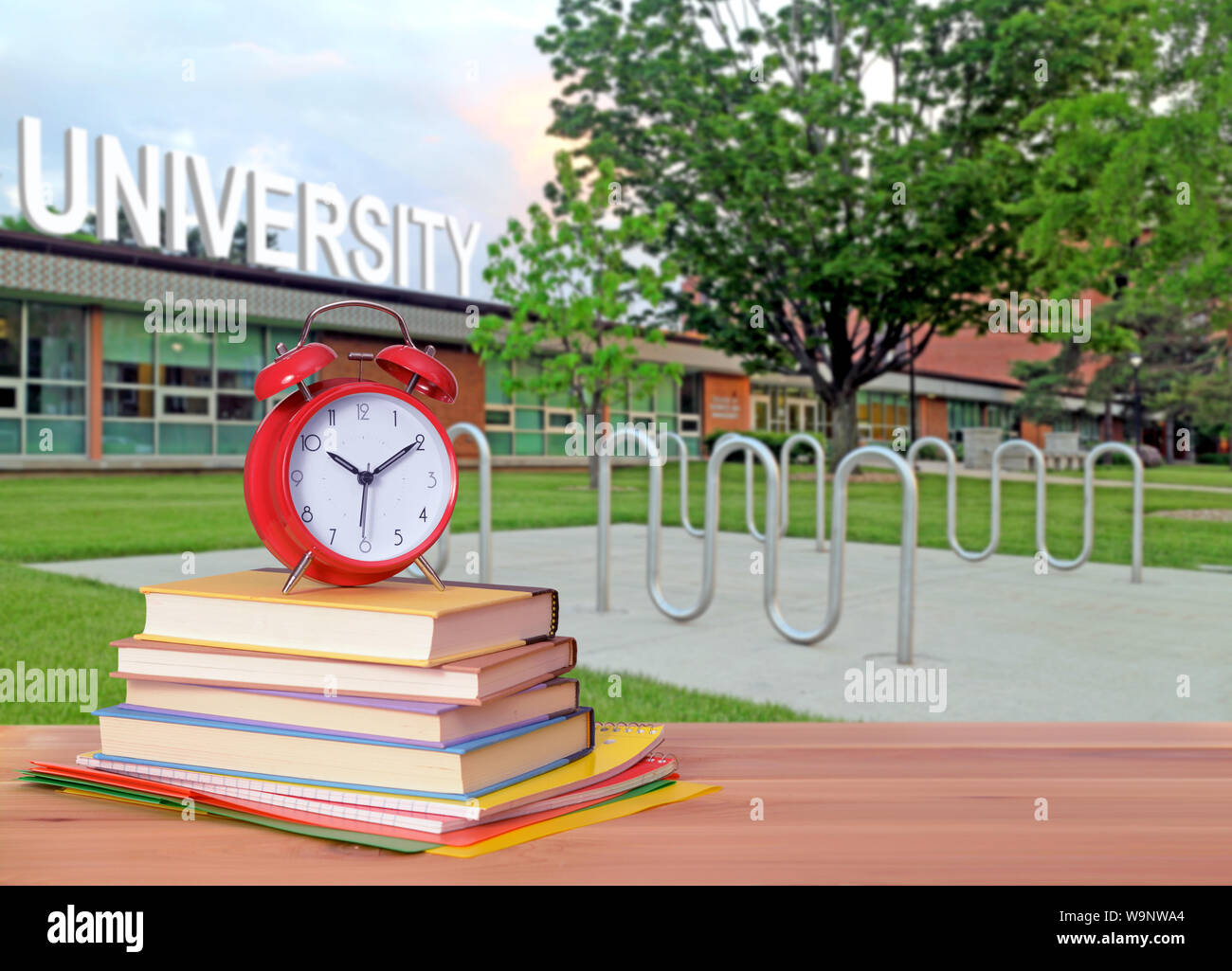 An Education Concept with books and Campus of University Stock Photo ...
